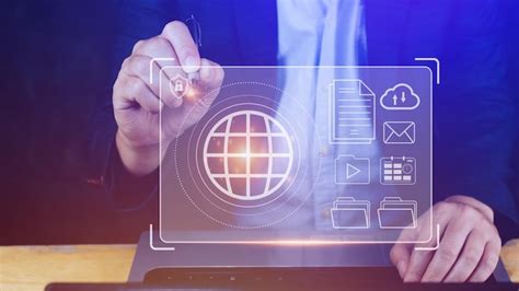 글로벌 네트워크 연결 빅 데이터 분석 및 비즈니스 인텔리전스 개념을 보유한 사업가 글로벌 비즈니스 디지털 링크 기술의 세계 지도 점 및 선 구성 개념 프리미엄 사진