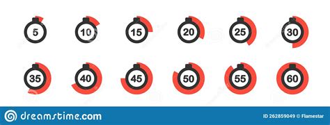 A Set Of Timers Simple Vector Icons Clock Stopwatch Stock Vector