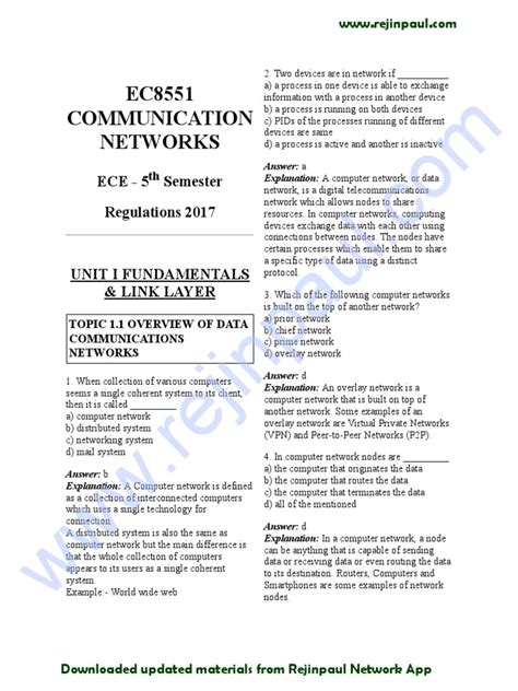 Ec8552 Computer Architecture And Organization Pdf Internet Protocol Suite Computer Network