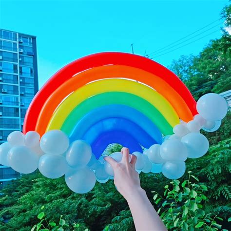 무지개풍선아트 무지개이뿌다~쨍한색으로해도이뿌고 파스텔톤도 이뿌고😉 복길이네복길이네샵이벤트풍선balloon