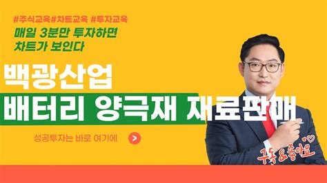 백광산업 001340 배터리 양극재 재료 가성소다 판매 매일 3분만 투자하면 차트가 보인다 Youtube