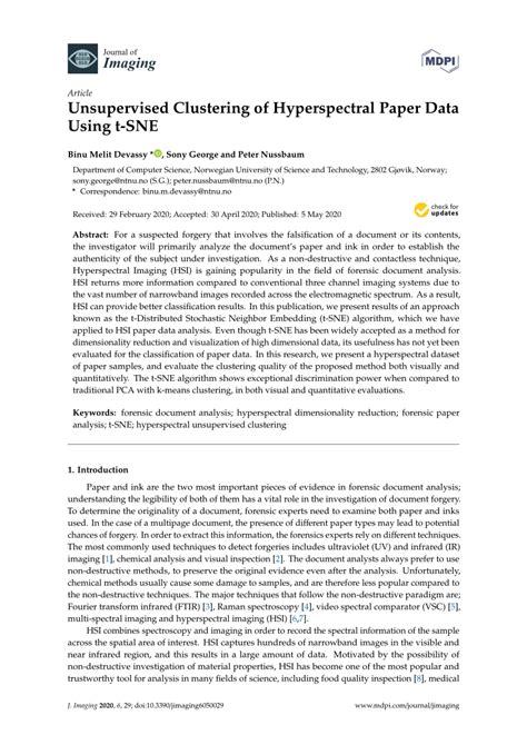 (PDF) Unsupervised Clustering of Hyperspectral Paper Data Using t-SNE