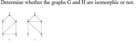 Solved Determine Whether The Graphs G And H Are Isomorphic Chegg