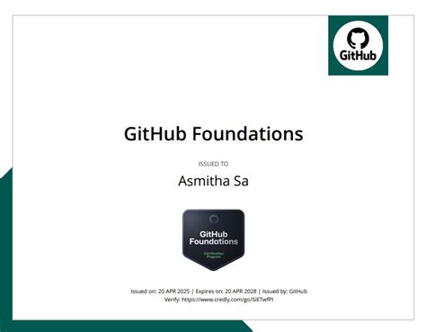 Github Git Versioncontrol Githubfoundations Developerjourney Asmitha Sa