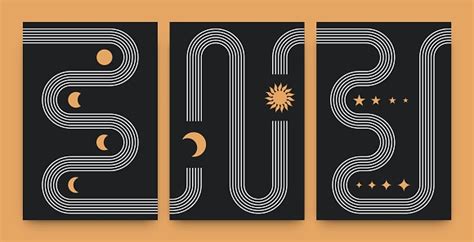 추상 보헤미안 아트 포스터 현대 라인 디자인 태양 별 달 단계 중반 세기 보헤미안 벽 장식 벡터 일러스트 0명에 대한 스톡 벡터 아트 및 기타 이미지 Istock