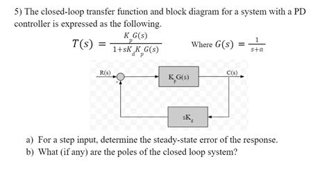 Solved The Closed Loop Transfer Function And Block Chegg