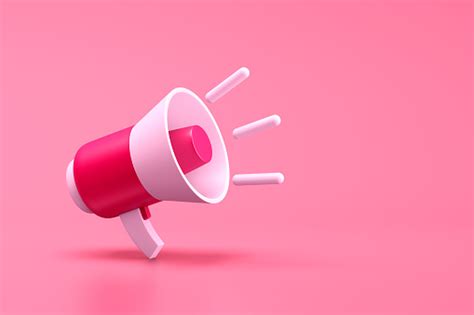 손잡이가 달린 단일 핑크와 화이트 전기 메가폰은 분홍색 배경에 서 있다 0명에 대한 스톡 사진 및 기타 이미지 0명 3차원 형태 Publicity Event Istock