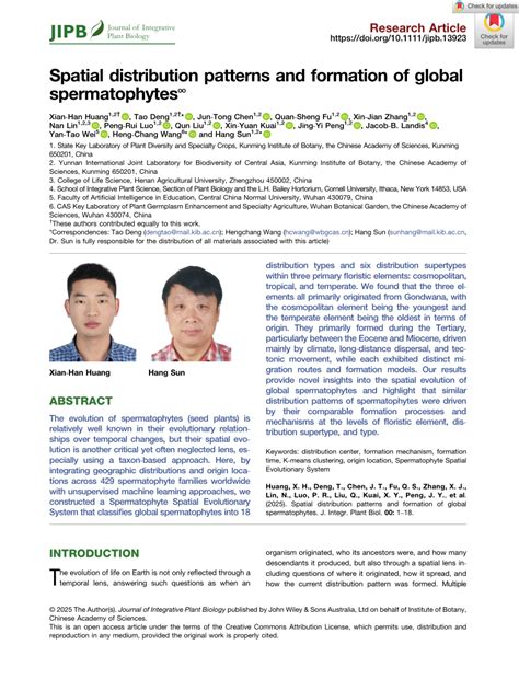 PDF Spatial Distribution Patterns And Formation Of Global Spermatophytes