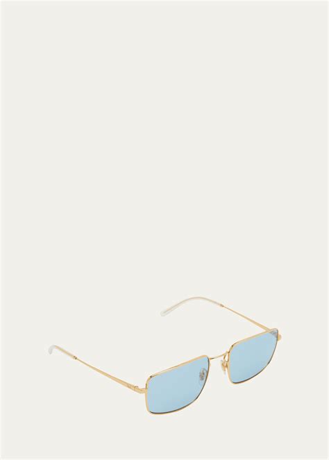 Ray Ban Slim Rectangle Metal Sunglasses Bergdorf Goodman