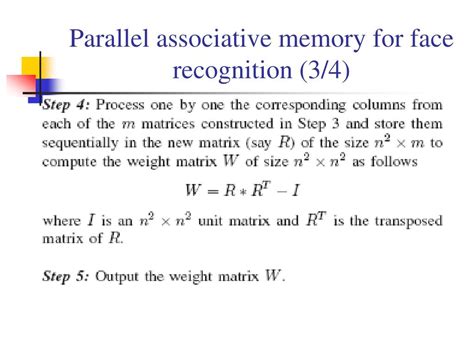 Ppt Face Recognition Using Parallel Associative Memory Powerpoint