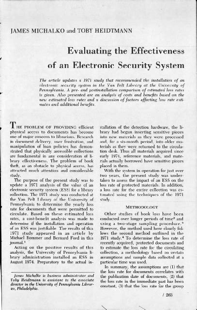 Pdf Evaluating The Effectiveness Of An Electronic Security System