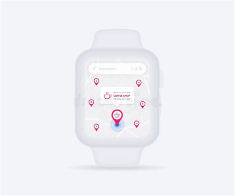 smartwatch map gps navigation app ux ui concept clock map application search map wristwatch