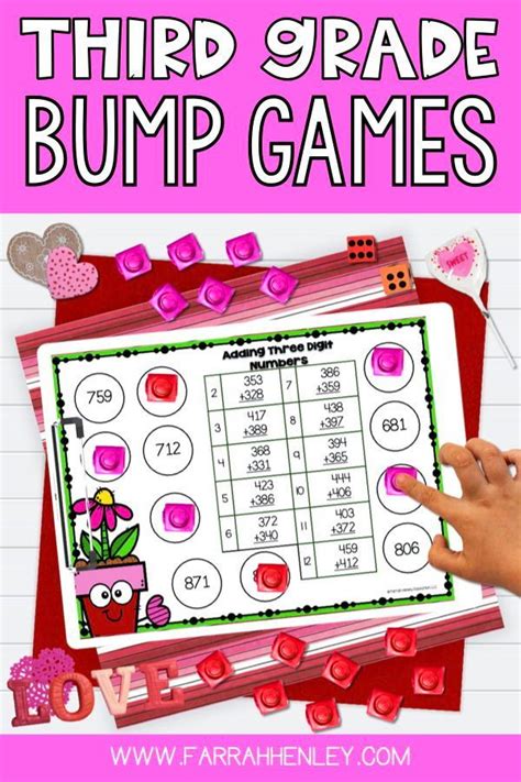 Third Grade February Bump Math Game 3 Digit Addition With Re Grouping