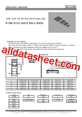 R2010 Datasheet PDF Nikkohm Co Ltd