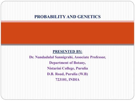 Probability In Genetics And Its Uses In Human Welfare Pdf