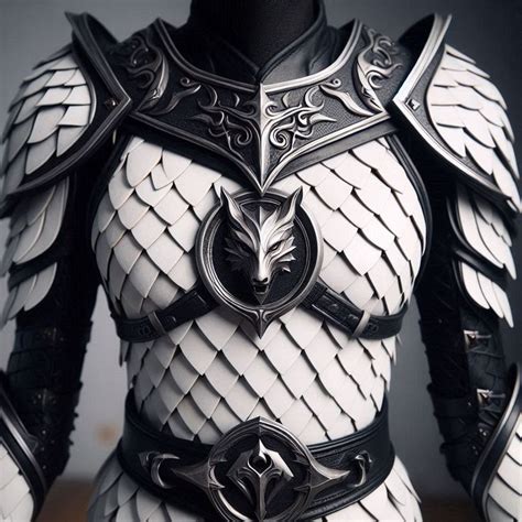 White Dragonscale Wolf Armor White Dragon Scale Wolf Themed Armor Black Scale Armor