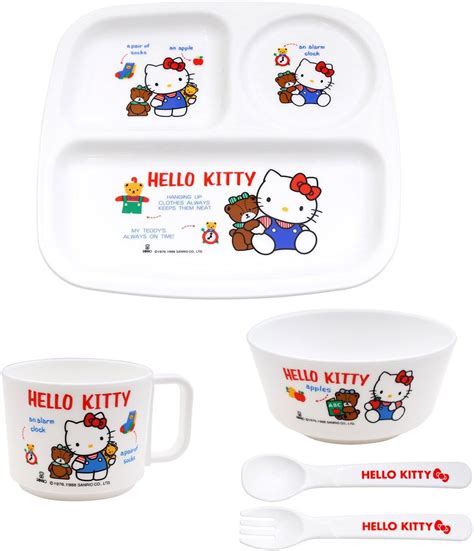 Everyday Delights Hello Kitty Red Dinnerware Flatware Meal Set Plate Bowl Cup