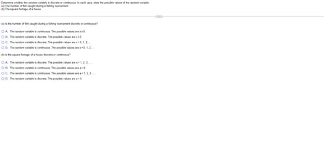 Solved Determine Whether The Random Variable Is Discrete Or Chegg