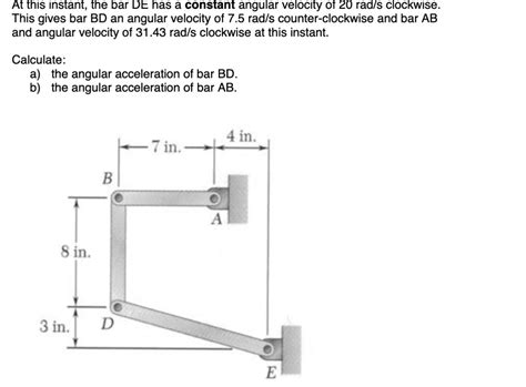 solved at this instant the bar de has a constant angular velocity of