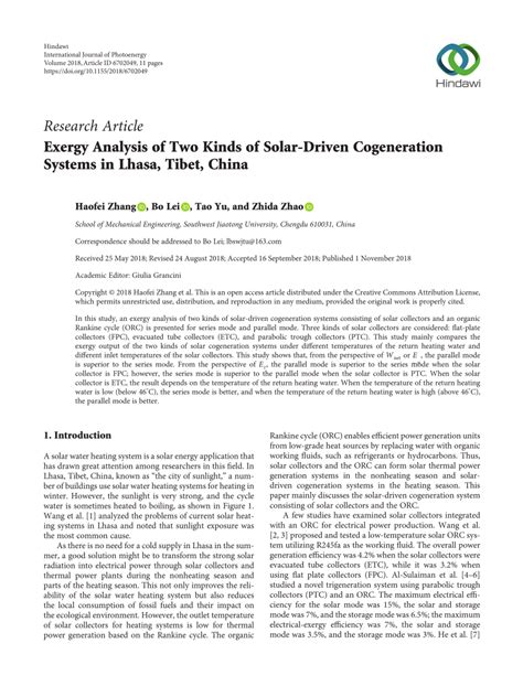 Pdf Exergy Analysis Of Two Kinds Of Solar Driven Cogeneration Systems