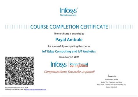 Payal Ambule On Linkedin Iot Certification Infosys Edgecomputing