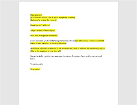 Paternity Leave Letter Template Paternity Leave Letter Paternity