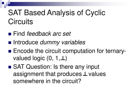 Ppt Analysis Of Cyclic Circuits With Boolean Satisfiability