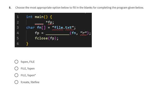 8 Choose The Most Appropriate Option Below To Fill In The Blanks For