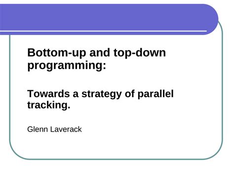Pdf Bottom Up And Top Down Programming