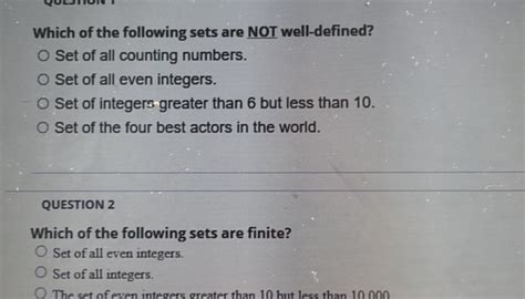 Which Of The Following Sets Are NOT Well StudyX