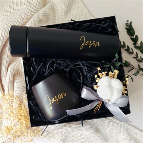 [corporate T] Personalized Black Smart Flask And Mug Set West Mala