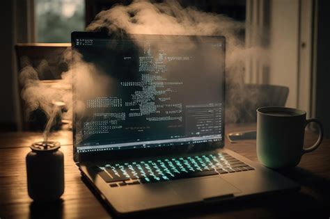 Premium Ai Image Ai Generated Hacker Laptop With Fire Binary Computer