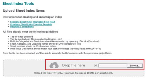 Import A Sheet Index Newforma Constructex™ Help