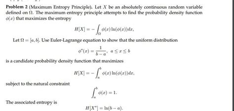 Solved Problem 2 Maximum Entropy Principle Let X Be An