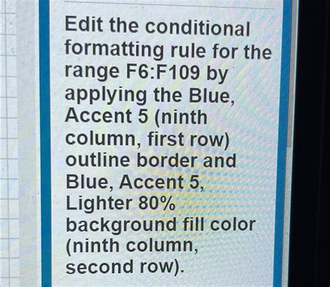 solved edit the conditional formatting rule for the range