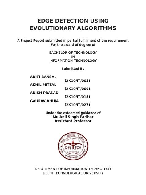 Major Project Report 4th Year It Edge Detection Final Pdf Imaging Algorithms