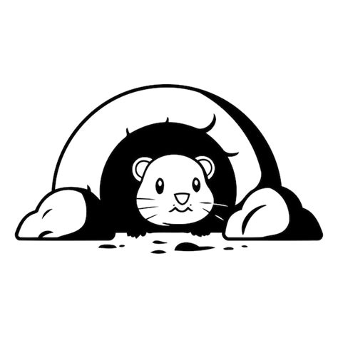 돌집 에 있는 귀여운 만화 햄스터 터 일러스트레이션 프리미엄 Ai 생성 벡터