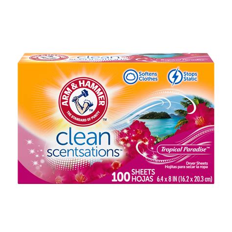 Arm And Hammer Clean Scentsations Fabric Softener Dryer Sheets Tropical