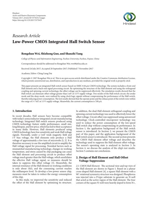 Pdf Low Power Cmos Integrated Hall Switch Sensor