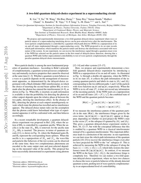 Pdf A Two Fold Quantum Delayed Choice Experiment In A Superconducting Circuit