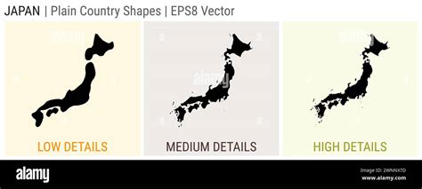 Japan Plain Country Shape Low Medium And High Detailed Maps Of