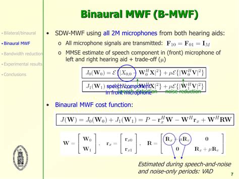 Ppt Reduced Bandwidth And Distributed Mwf Based Noise Reduction