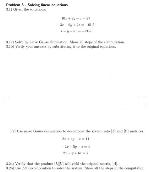 Solved Problem Solving Linear Equations Given The Chegg