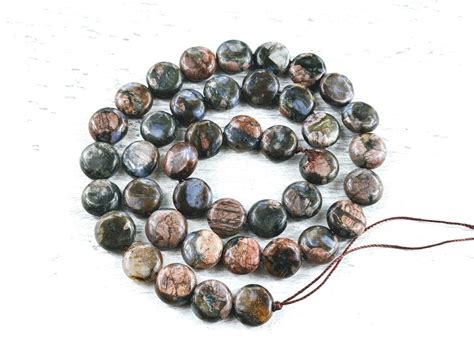 10mm Lianite Rhyolite Gemstone Puff Coin Beads 1 Strand 16 41pcs