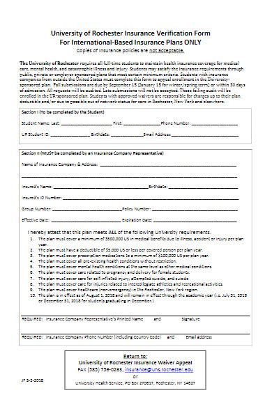 Free 50 Medical Insurance Verification Forms Download How To Create