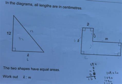 Solved In The Diagrams All Lengths Are In Centimetres The Two Shapes Have Equal Areas Work O