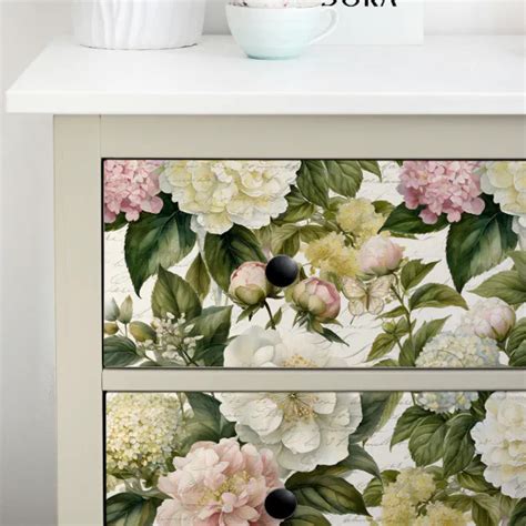 Floral Vintage Ivory Peony Hydrangea Decoupage Tissue Paper Zazzle