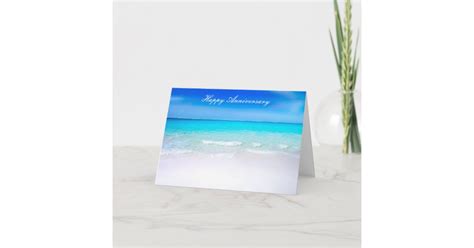 Happy Anniversary Sandy Beach Wedding Card Zazzle