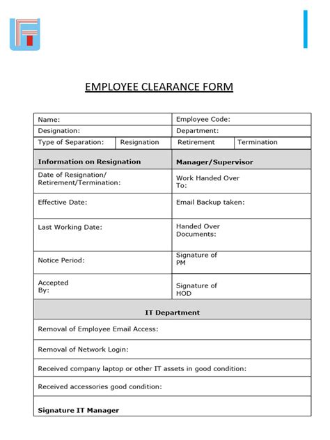 Clearence Form Pdf
