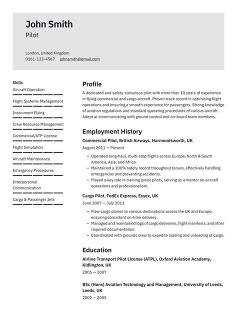 Pilot Cv Examples And Uk Templates 2025 ·